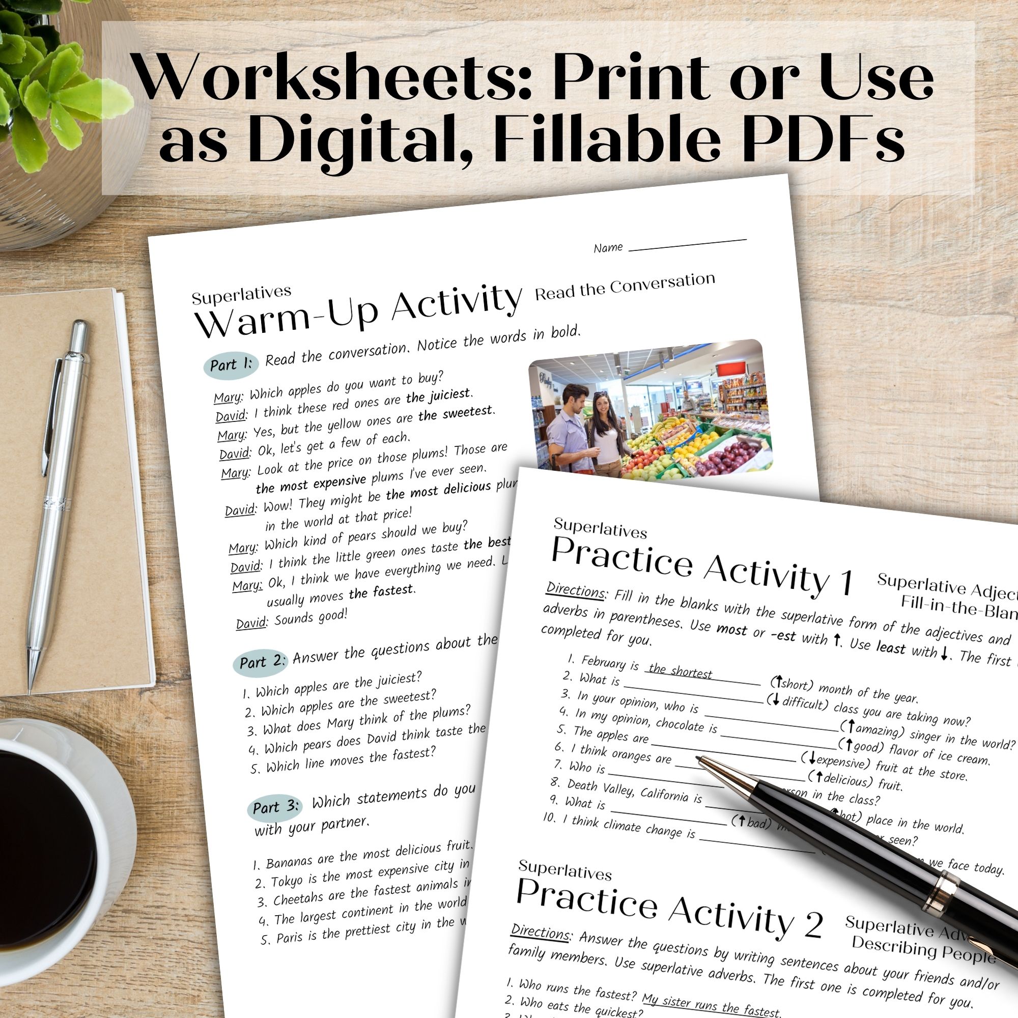 Superlatives ESL Grammar Lesson and Activities for Adults and High ...