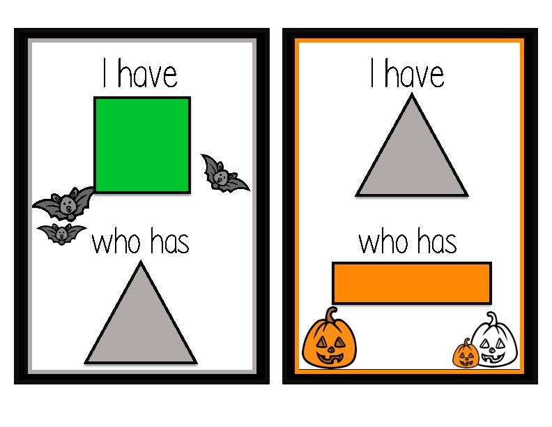 I Have Who Has Halloween Shapes 2D and 3D Game Kindergarten - Classful
