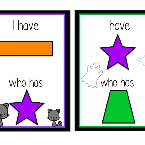 I Have Who Has Halloween Shapes 2D and 3D Game Kindergarten - Classful