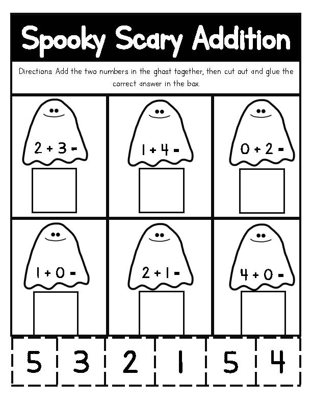 NO PREP Addition/Subtraction Cut, Glue, and Match Halloween Center ...