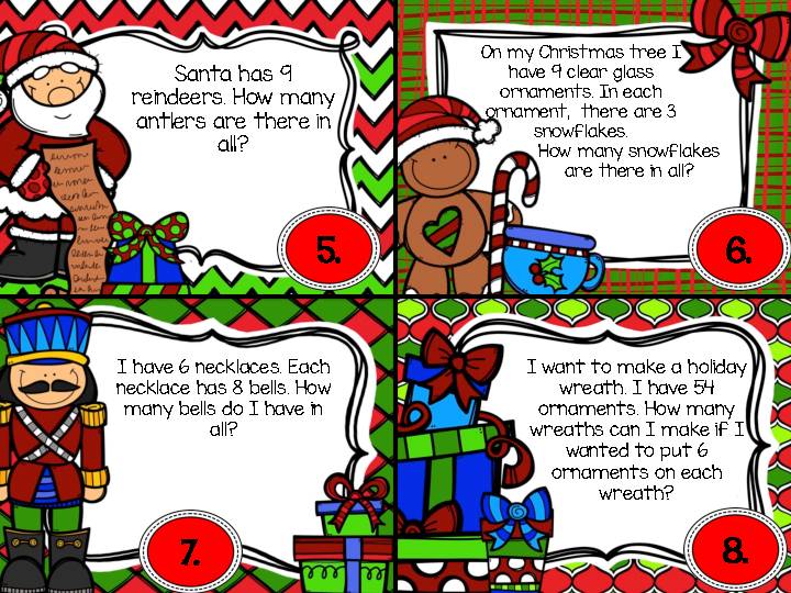Multiplication and Division Word Problems Holiday Task Cards - Classful