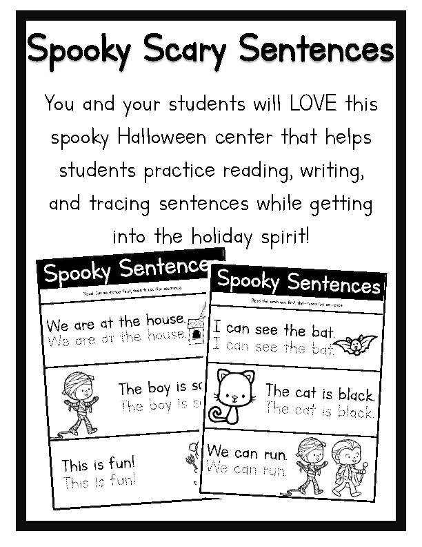Halloween Sentence Tracing Literacy Center - Kindergarten, VPK, 1st ...