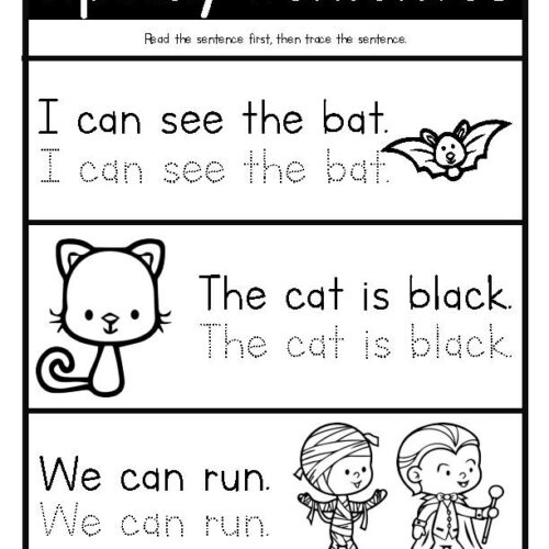 Halloween Sentence Tracing Literacy Center - Kindergarten, VPK, 1st ...