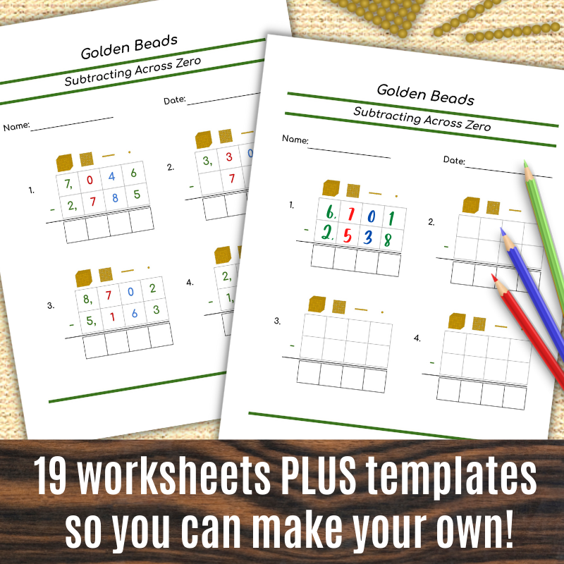 Montessori Golden Beads Operations Worksheets and Printable Base Ten ...