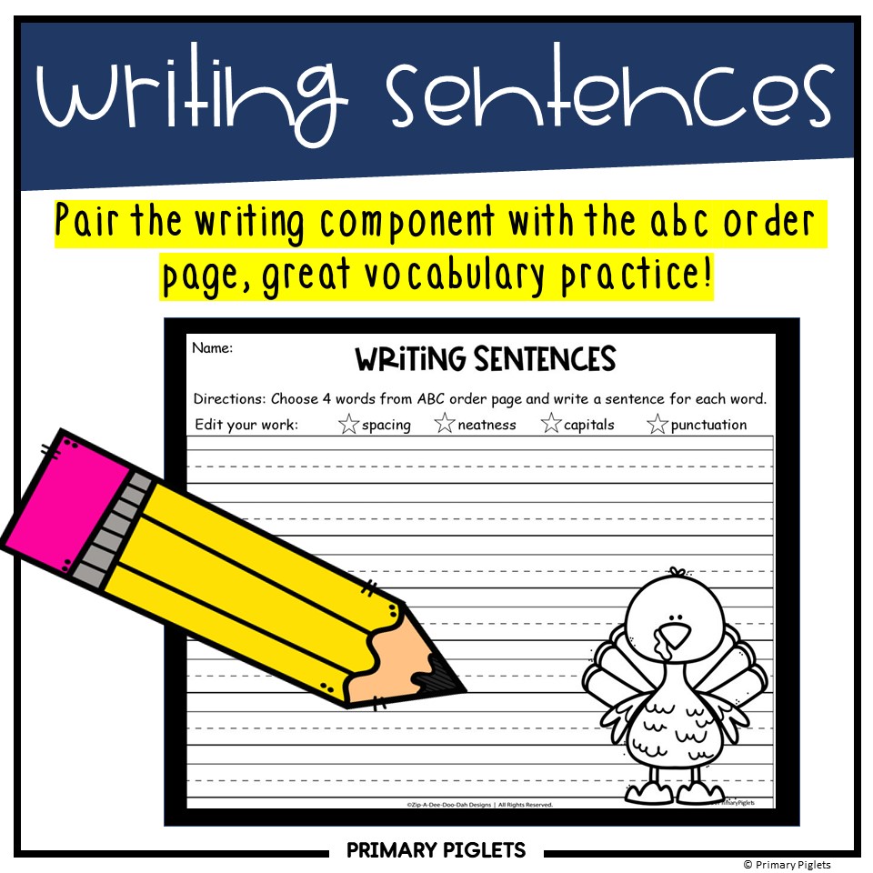 Thanksgiving Literacy Center Thanksgiving Writing Center ABC Order ...