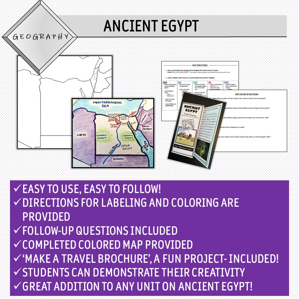 Egypt Map Activity- Ancient Egypt (Color and Label!) - Classful