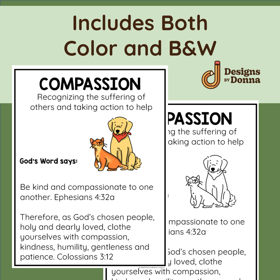 Compassion - Christian Character Trait Packet - No Prep - Classful