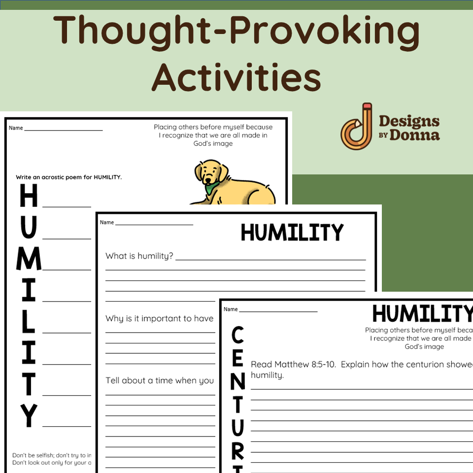 Humility Christian Character Traits Packet No Prep - Classful