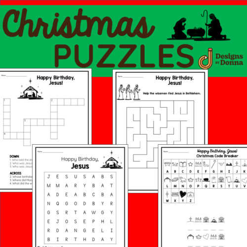 Jesus Christmas Puzzles Crossword, Wordsearch, Maze, Code Breaker No ...
