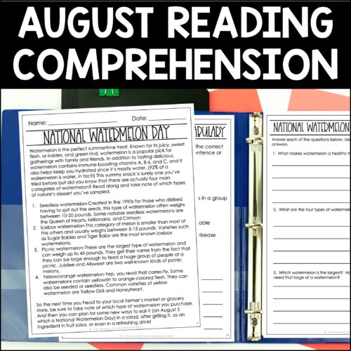 August Reading Comprehension Passages | Monthly Reading Passages - Classful