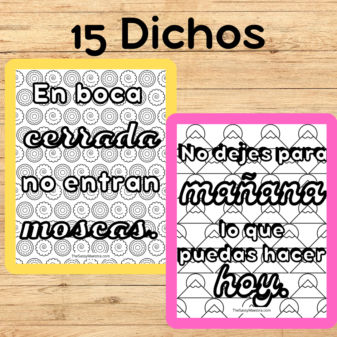 Spanish Quotes Coloring Pages | Dichos, refranes, y modismos para ...