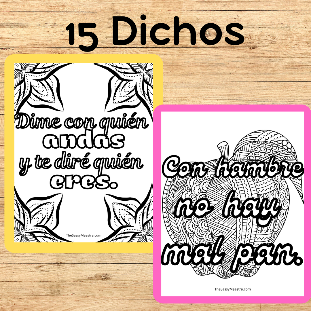 Spanish Quotes Coloring Pages | Dichos, refranes, y modismos para ...