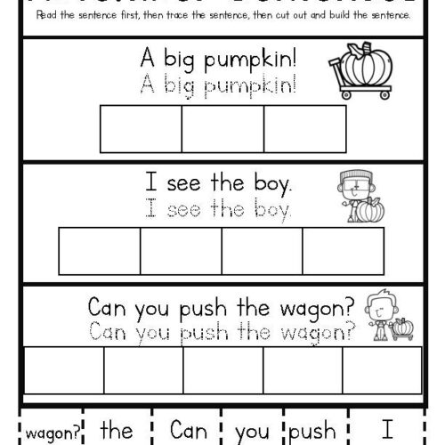 November Sentences Cut, Glue, and Match Literacy Center! VPK ...