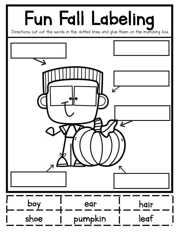 NO PREP November Labeling Center Printable Worksheet - Kindergarten VPK ...