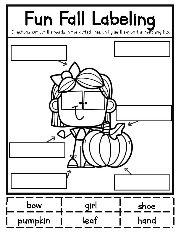NO PREP November Labeling Center Printable Worksheet - Kindergarten VPK ...