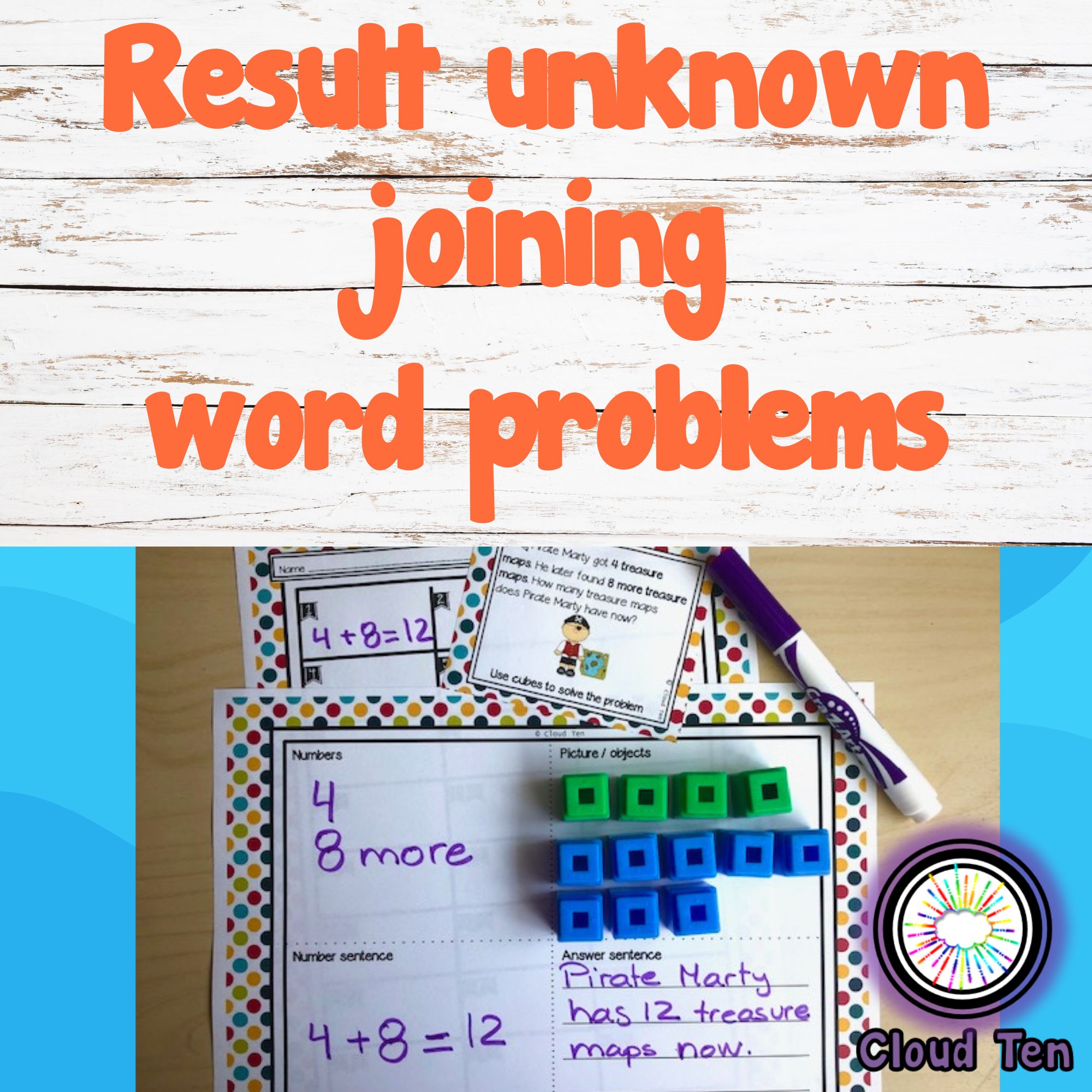 Result unknown joining word problem task cards - Classful