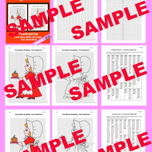 Thanksgiving Coordinate Plane Graphing Picture- Pilgrim Girl - Classful