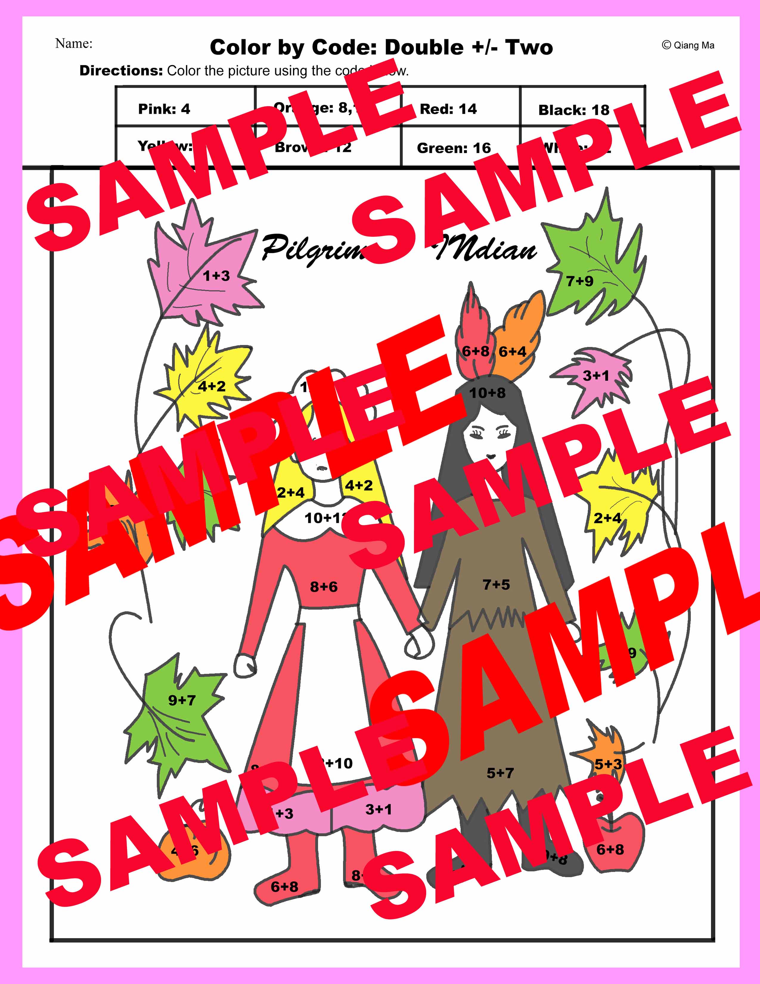 Math- Thanksgiving Coloring Sheets - Classful