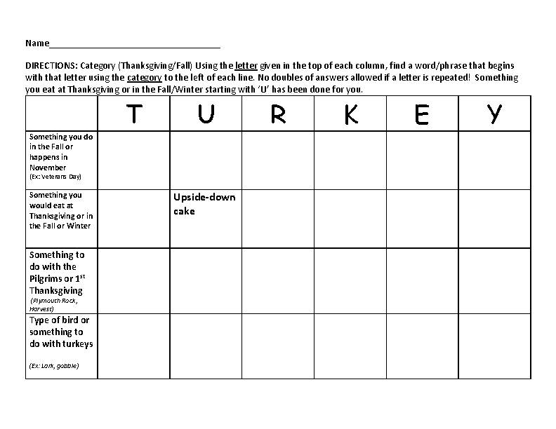 'Turkey' - A Thanksgiving/Fall Cooperative Activity Puzzle (Grades 4-12 ...