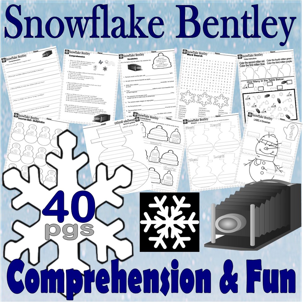 Snowflake Bentley Winter Book Study Companion Reading Comprehension ...