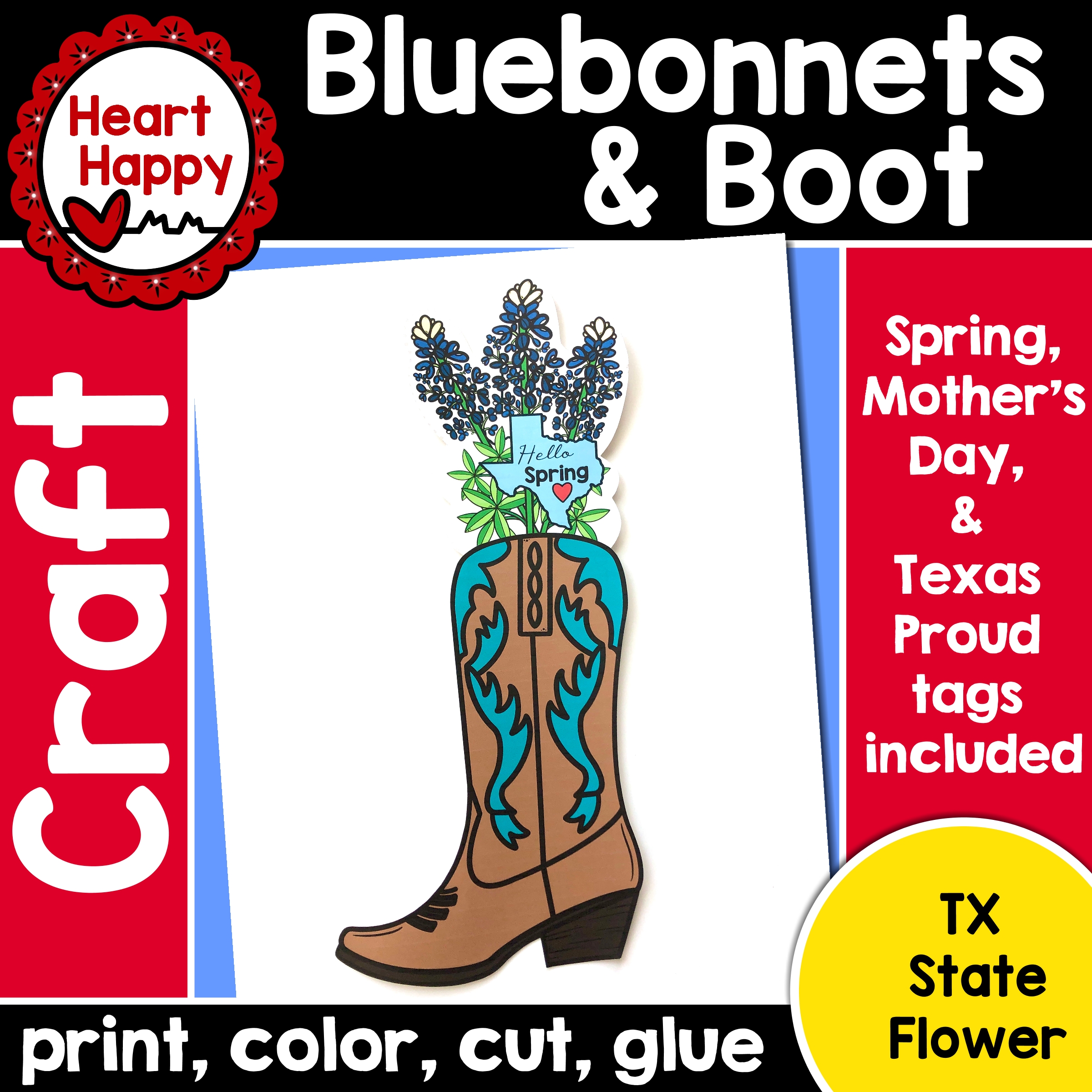 Bluebonnets in Boots Craft | Spring Craft | Mother's Day Craft | Texas ...