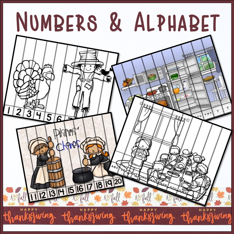 Thanksgiving Number & Alphabet Puzzles - Classful