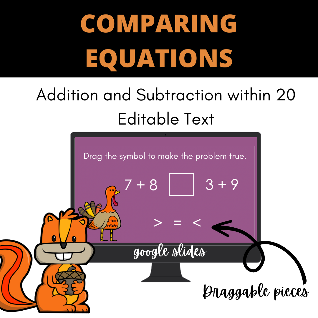 Comparing Equations | Greater Than Less Than | Thanksgiving | 1st Grade ...