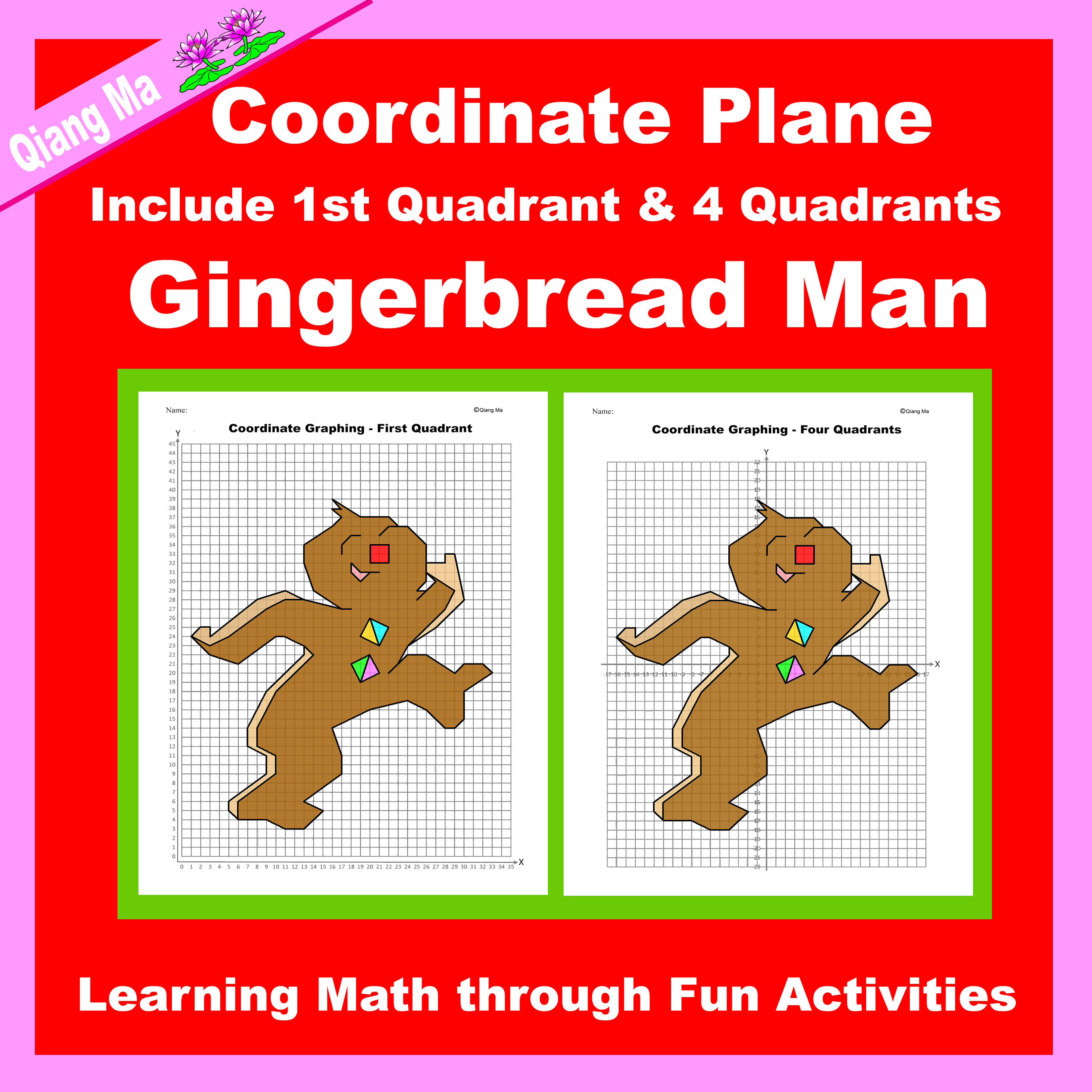Christmas Coordinate Plane Graphing Picture- Gingerbread Man II - Classful