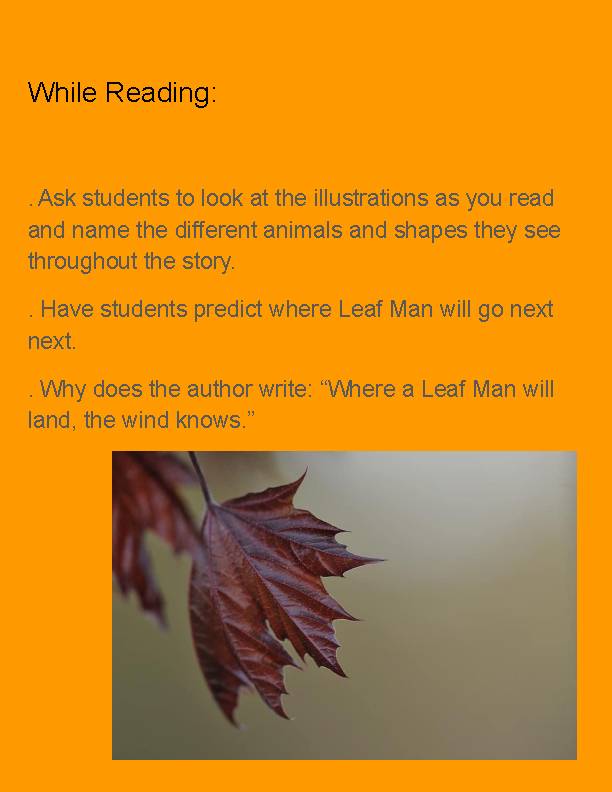 LEAF MAN BY LOIS EHLERT- READING & ACTIVITY GUIDE - Classful