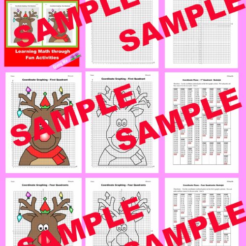 Christmas Coordinate Plane Graphing Picture- Christmas Village 5 in 1 ...
