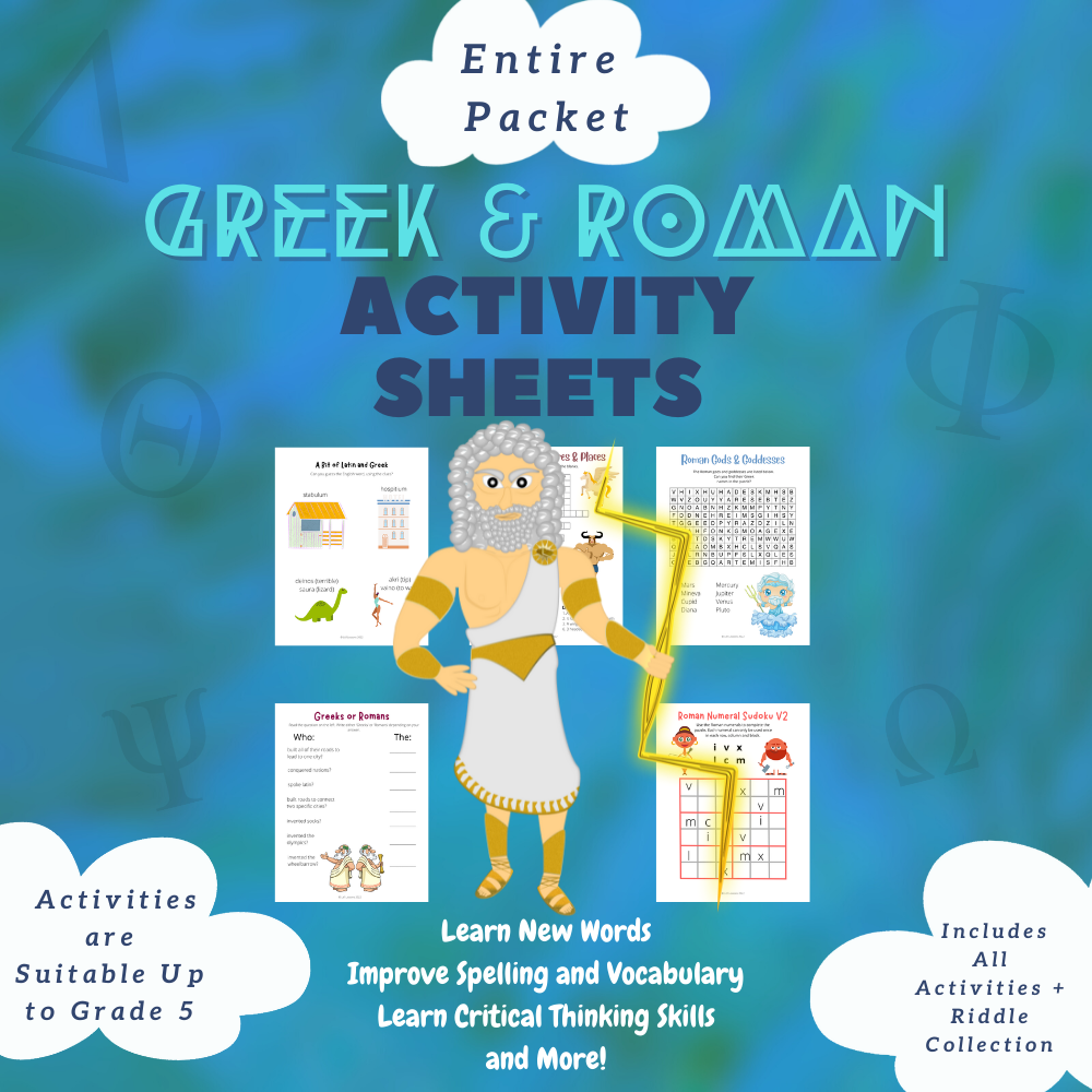 Greek & Roman Activity Sheets- Learn Spelling, Vocabulary and Critical ...