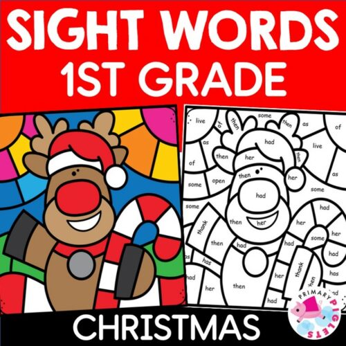 Christmas Coloring Pages - Color by Sight Words Code Practice Sheets ...