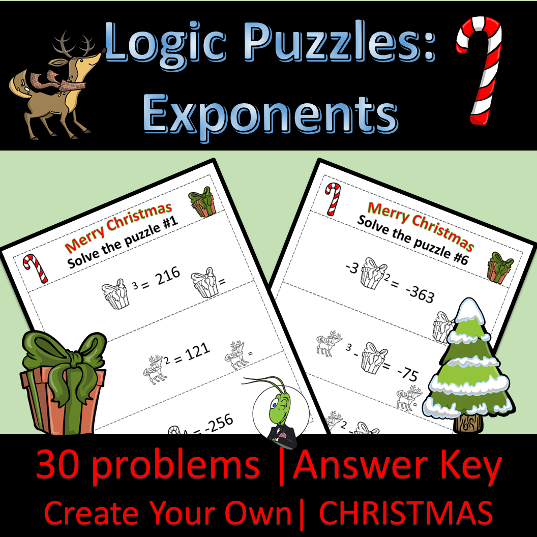 Christmas Seasonal Properties of Exponents | Logic Puzzles | Algebra 1 ...