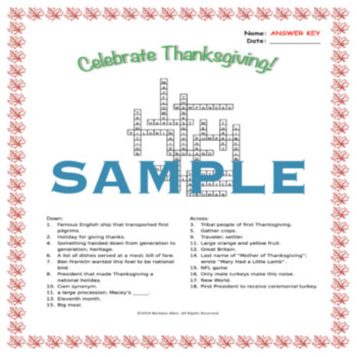 Celebrate Thanksgiving! Middle School Worksheets Packet Printable ...