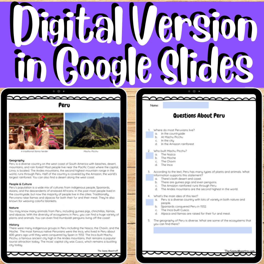 Latin American Countries Reading Passages Print & Digital - Classful