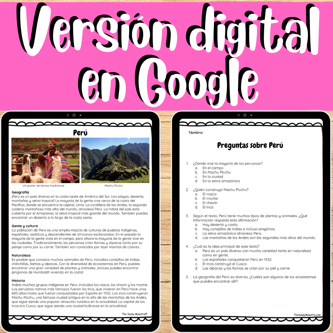 Latin American Countries Reading Passages in Spanish Países ...