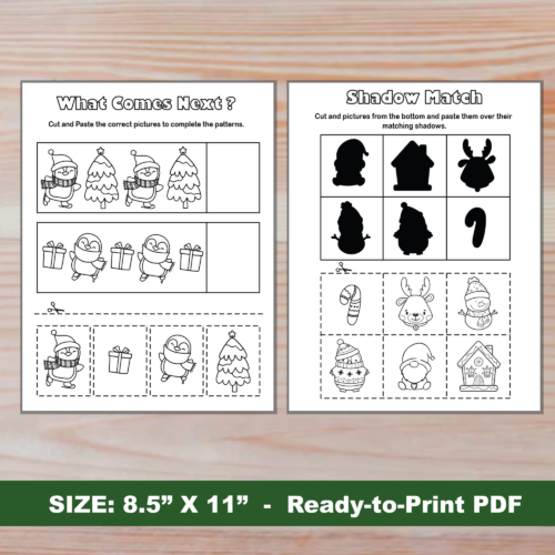 Christmas Cut and Paste Worksheets | PRINTABLE Scissor Skills | Fine ...