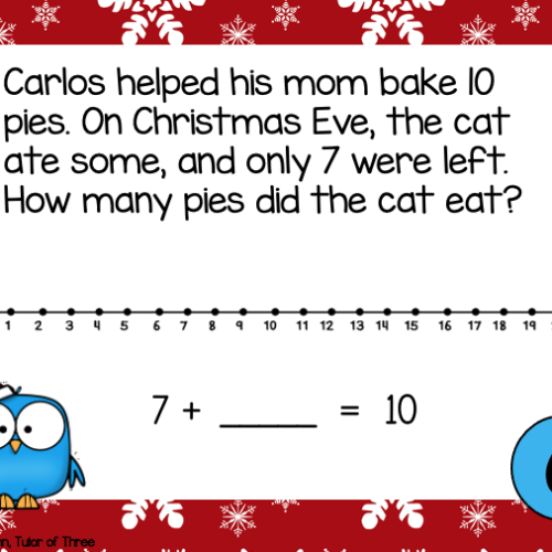 Christmas Holiday Missing Addends Word Problems Math Task Cards - Classful