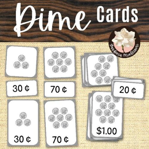 Skip Counting Dimes Cards - Montessori Money Counting Like Coins Cards ...