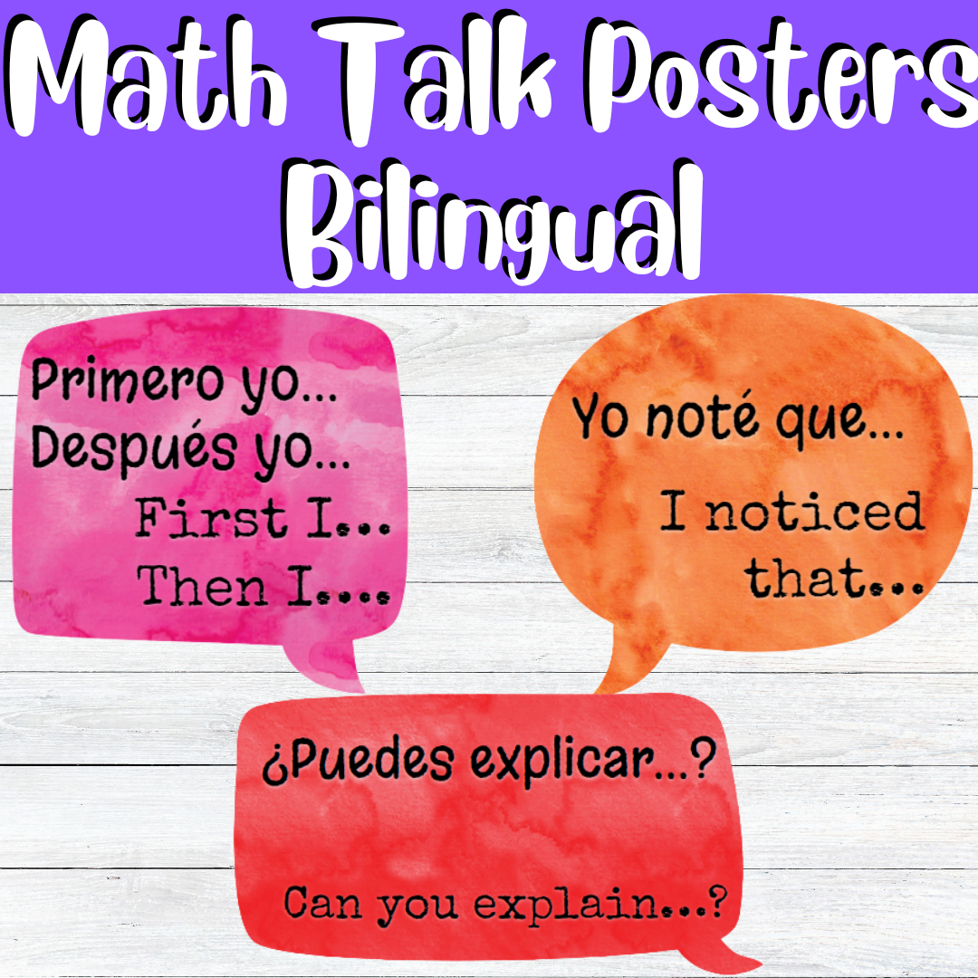 Math Talk Discussion Posters with Student Handouts Bilingual English ...