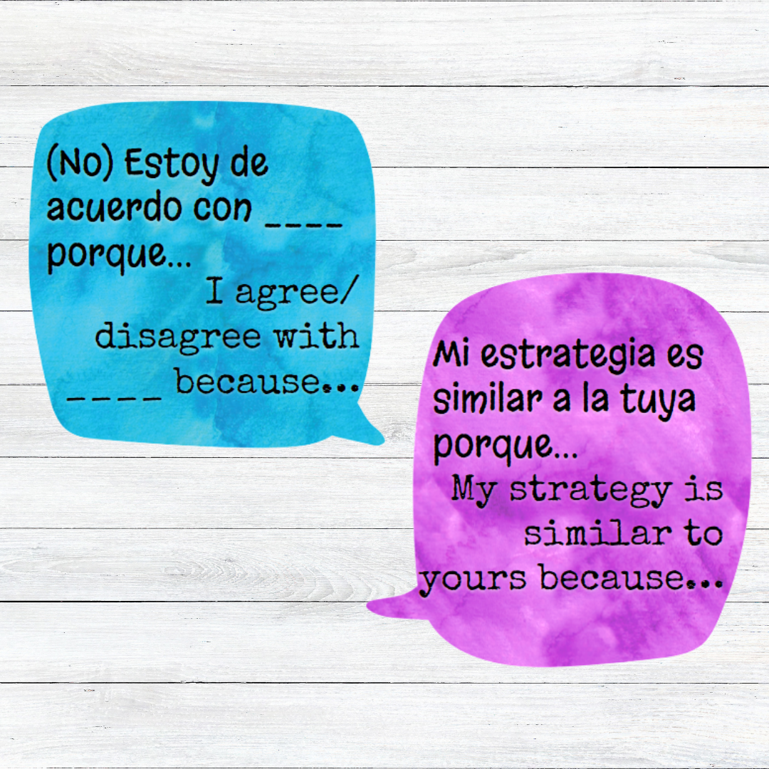 Math Talk Discussion Posters with Student Handouts Bilingual English ...