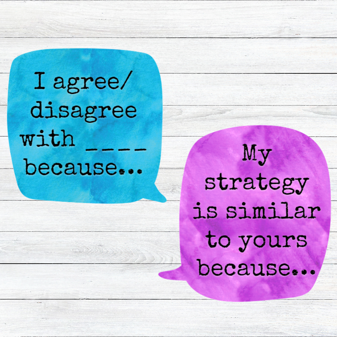 Math Talk Conversation & Discussion Sentence Stem Posters with Student ...