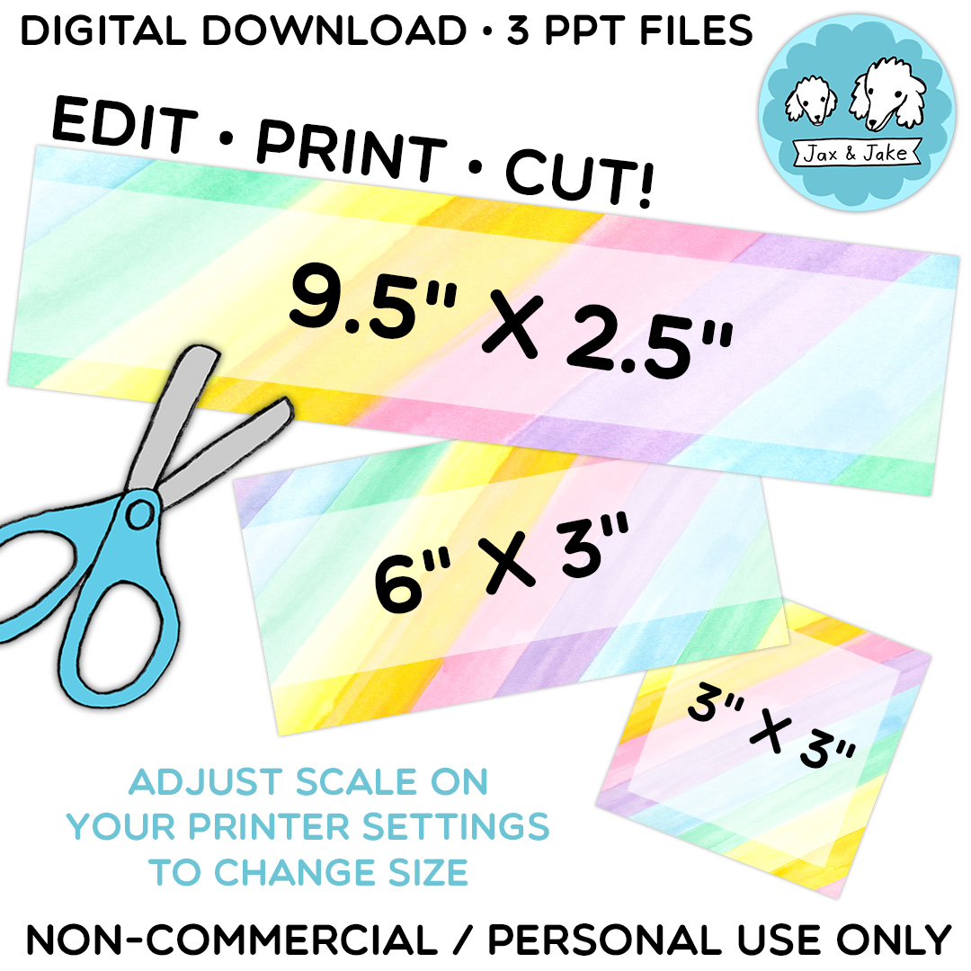 Editable Pastel Rainbow Watercolor Classroom Labels, Name Tags, Book ...