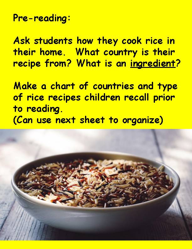 EVERYBODY COOKS RICE- READING & ACTIVITY GUIDE - Classful