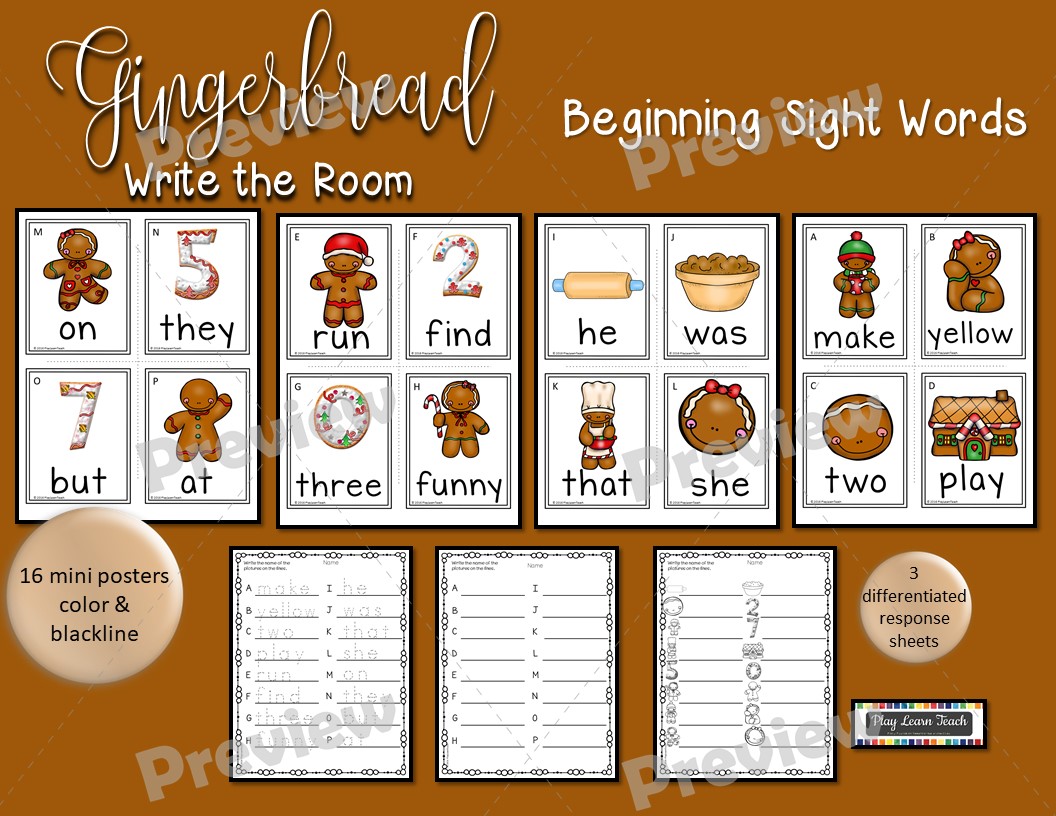 Gingerbread Write the Room Sight Words Activity - Classful