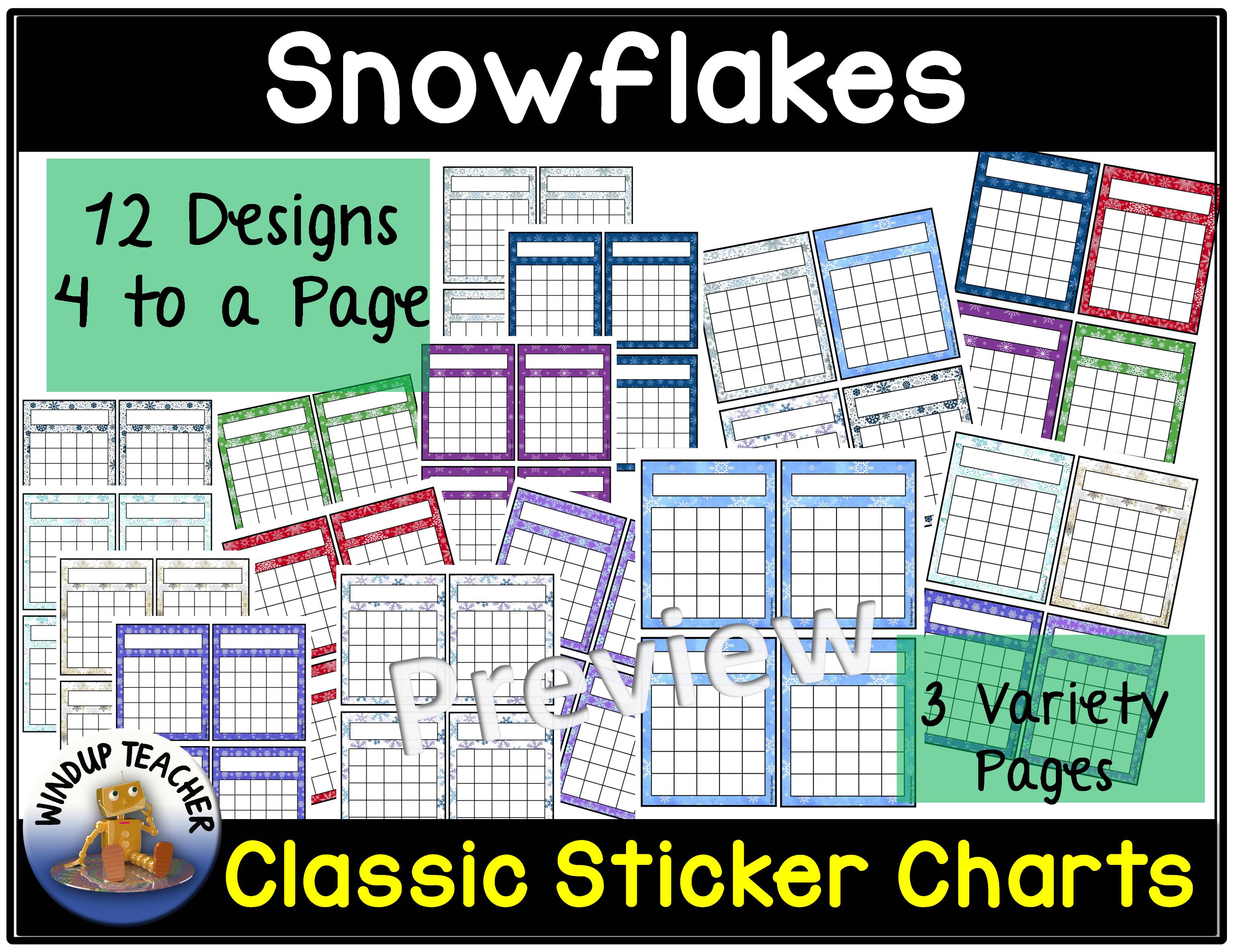 Snowflake Classic Sticker Charts - Classful