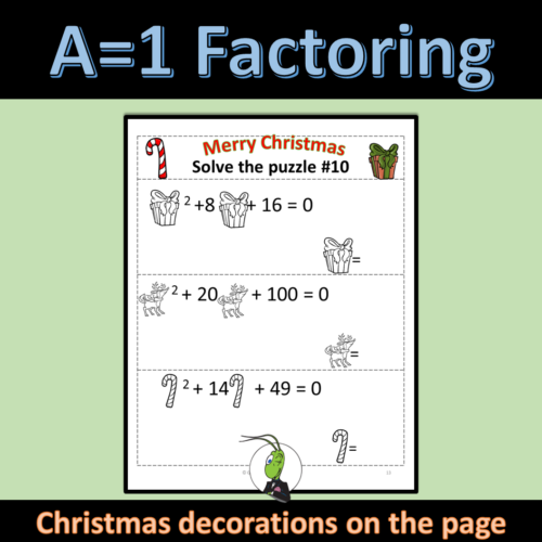 Christmas Seasonal Factoring A=1 | Algebra 1 Logic Puzzles - Classful