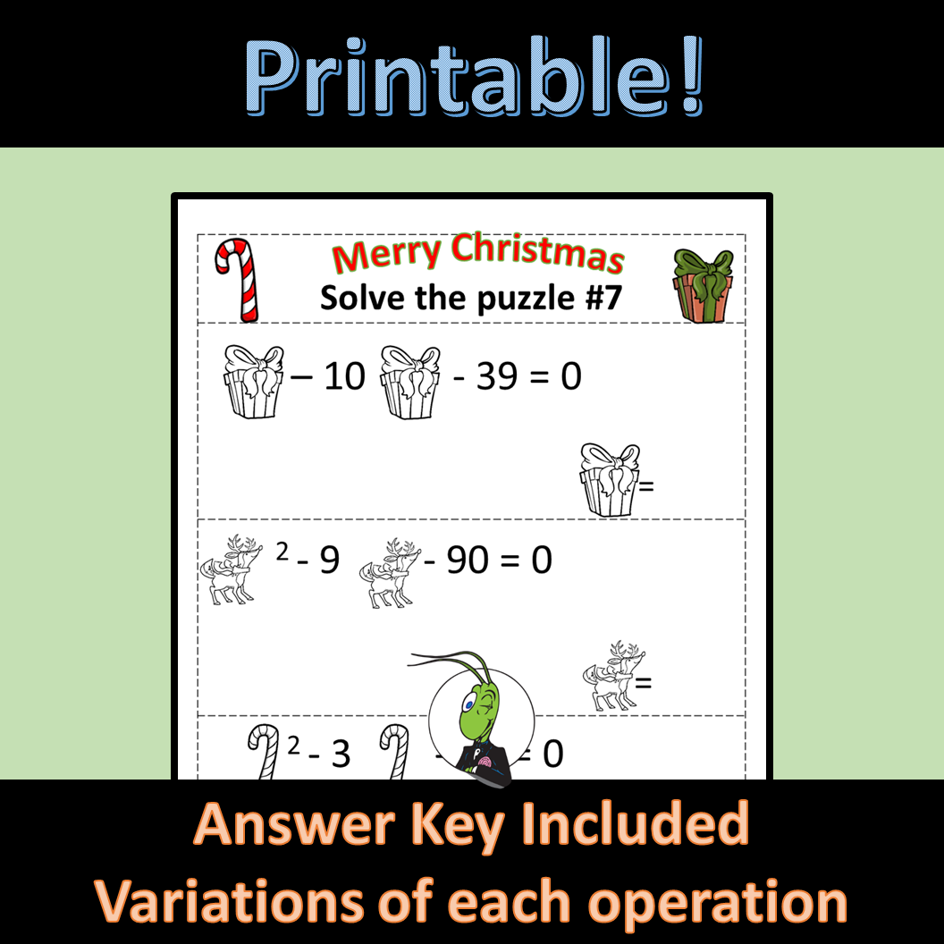 Christmas Seasonal Factoring A=1 | Algebra 1 Logic Puzzles - Classful