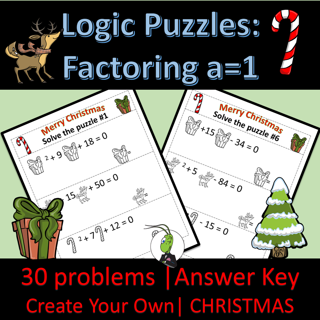 Christmas Seasonal Factoring A=1 | Algebra 1 Logic Puzzles - Classful