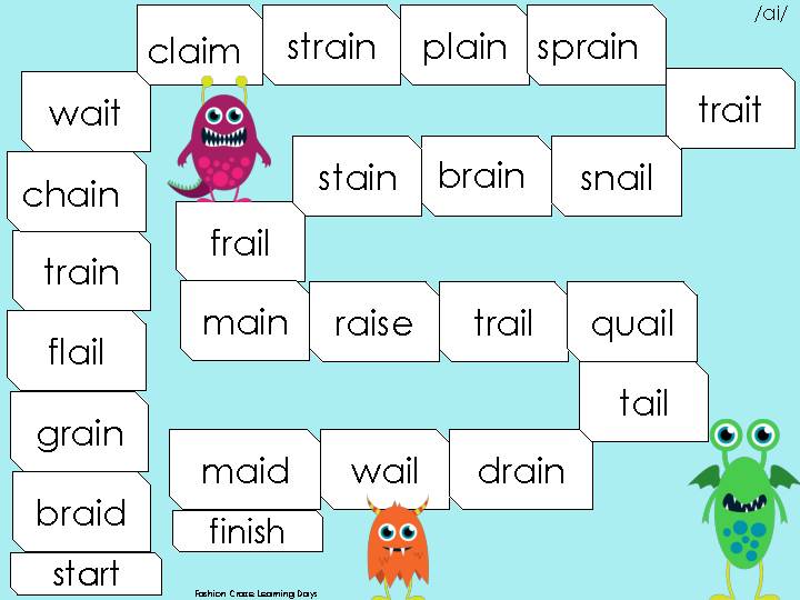 Long Vowel Games with Beginning Blends, Digraphs, ai, ea, ee and oa ...